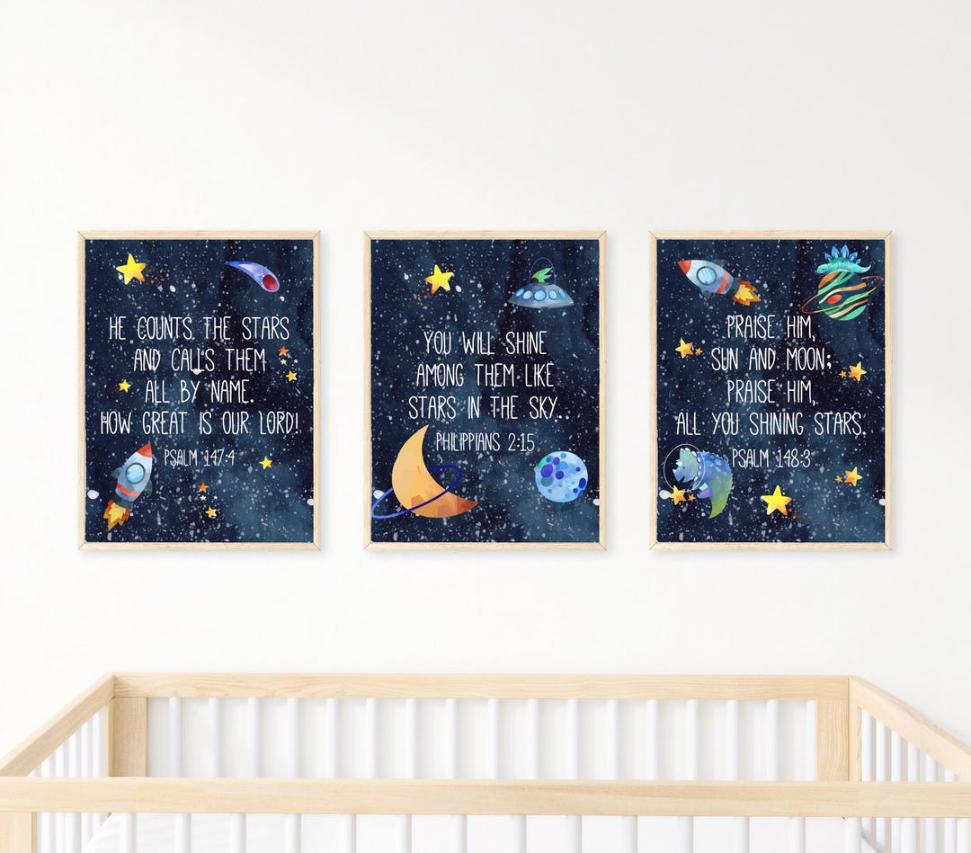 Outer Space Printable Wall Art With Bible Verses, Digital Download ...