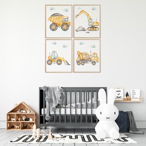 Construction Trucks Printable Wall Art Set of 4, Digital Download ...