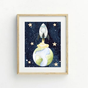 Watercolor Space Printable Wall Art Set, Digital Download, Space Themed ...