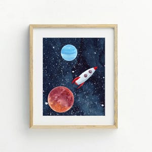 Set of 3 Watercolor Outer Space Wall Art, Digital Download, Printable ...