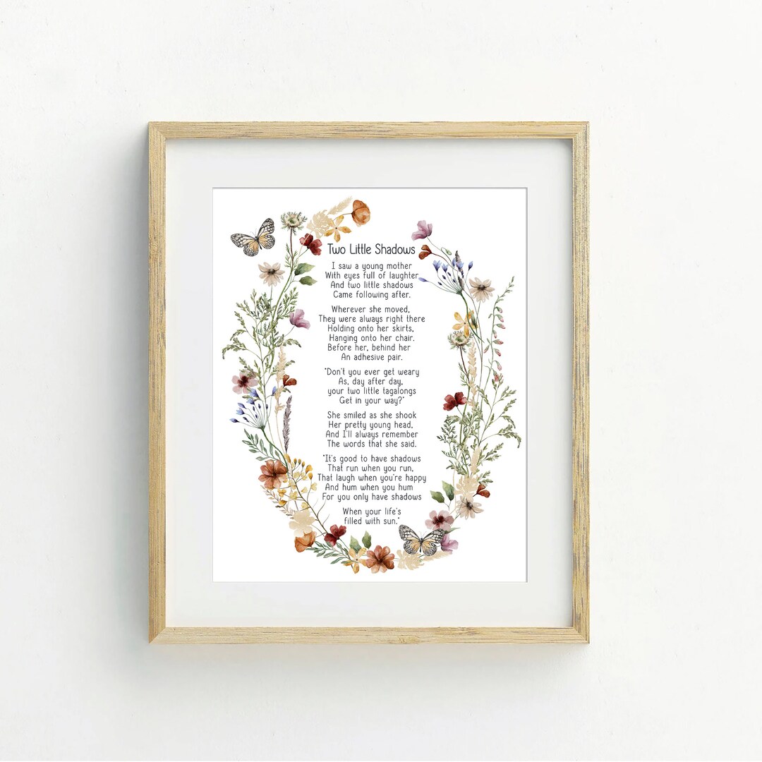 Two Little Shadows Mom Poem Printable Wall Art, Poem for Mom, Mothers ...