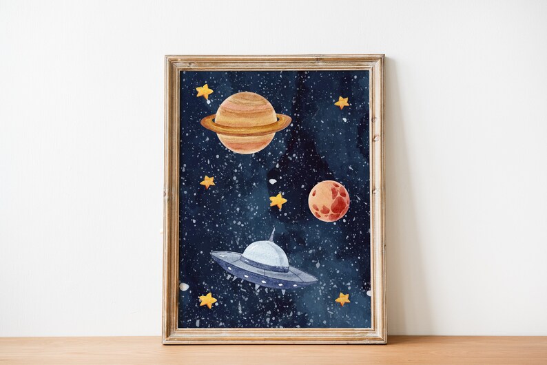 Watercolor Outer Space Printable Wall Art Set of 3 Digital | Etsy