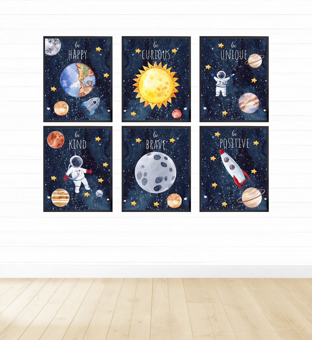 Printable Watercolor Space Wall Art Set Digital Download - Etsy