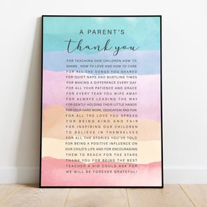 A Parents Thank You Printable Wall Art, Digital Download, Nursery ...