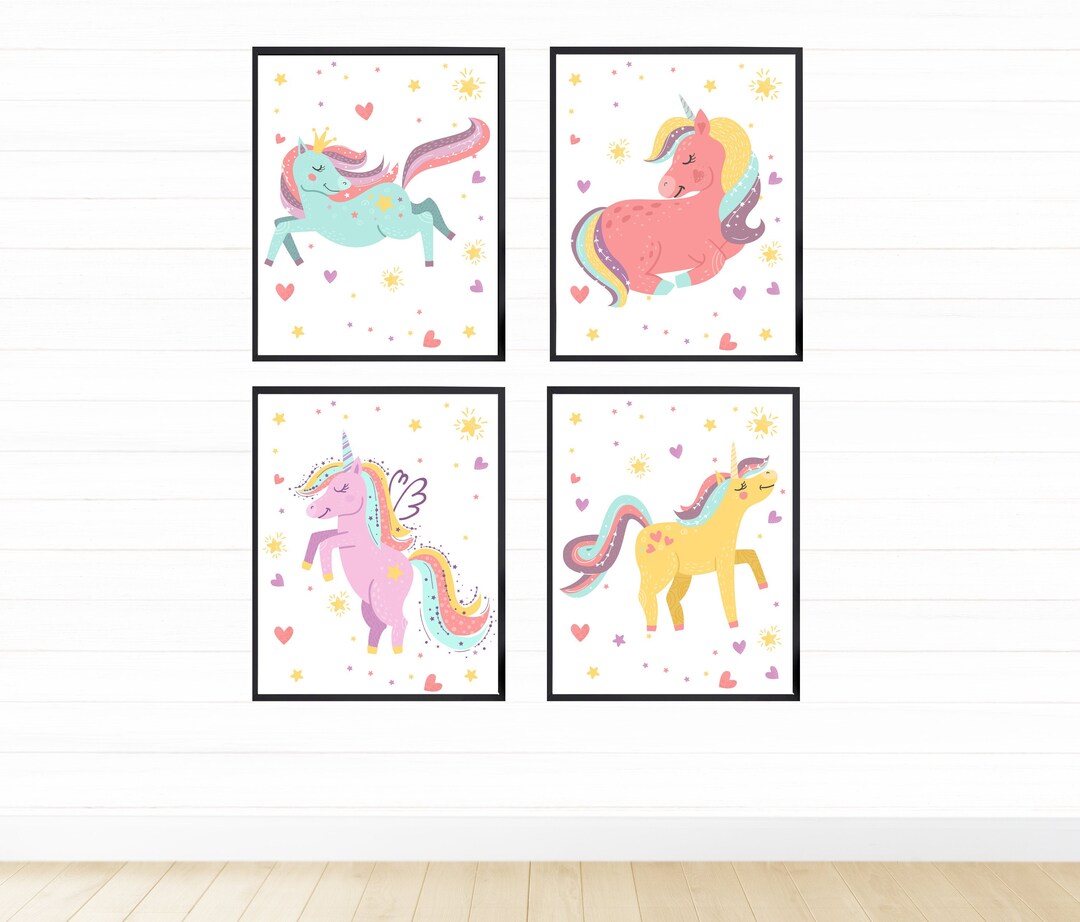 Unicorn Printable Wall Art for Girl Bedroom Decor, Digital Download ...