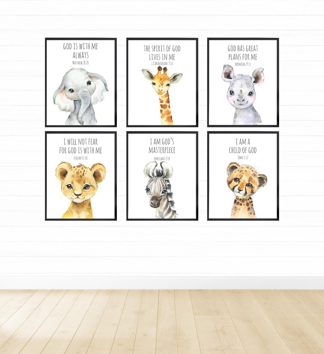 Printable Safari Animals Bible Verse Nursery Print: Watercolor ...