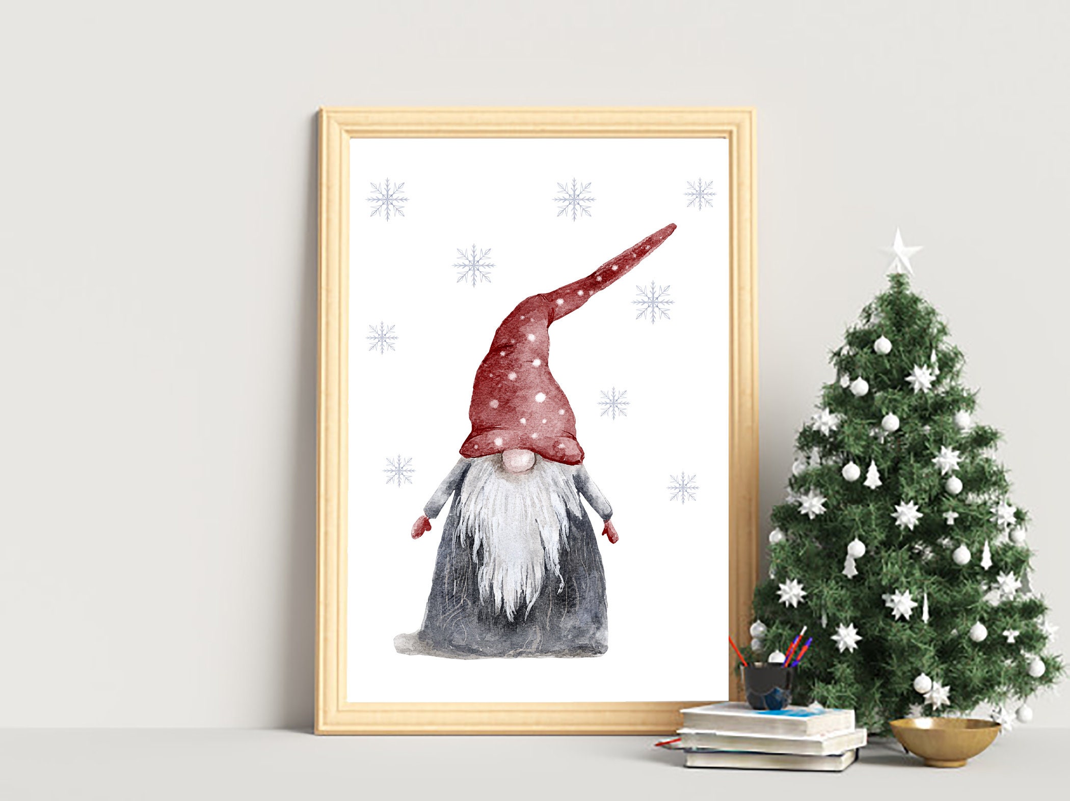 Christmas Gnomes Wall Art Set Printable Wall Art Digital | Etsy