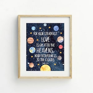 Space Bible Verse Printable, Psalm 57:10, Kids Nursery Decor (digital ...