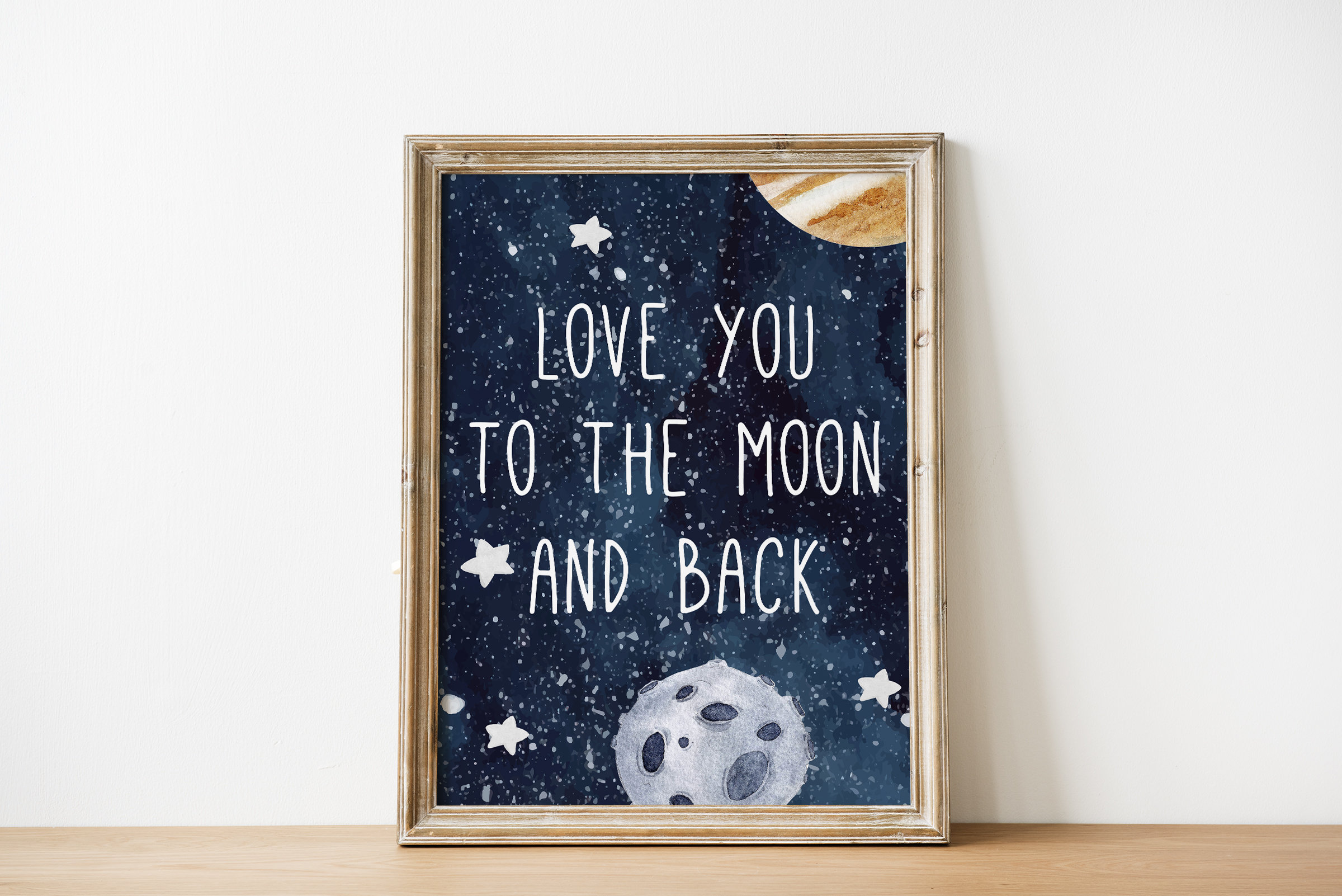 Love You To The Moon and Back Space Printable Wall Art | Etsy