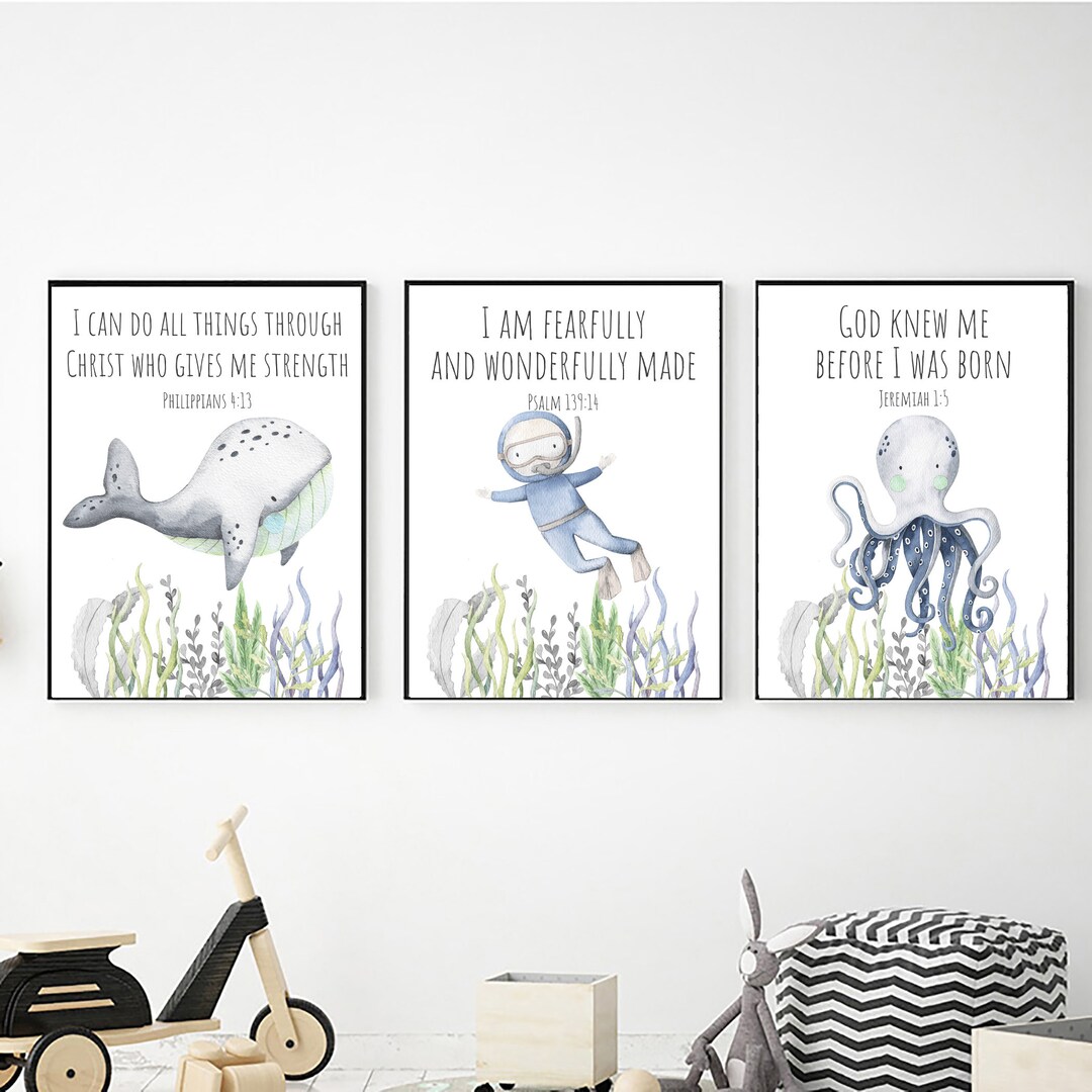 Ocean Themed Bible Verse Printable Wall Art, Digital Download ...