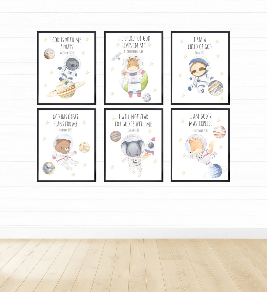 Bible Verse Space Printable Wall Art for Boys, Digital Download Set of ...