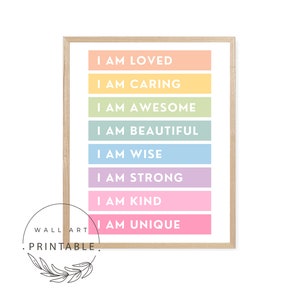 Kids Positive Affirmations Printable Wall Art, Educational Poster ...