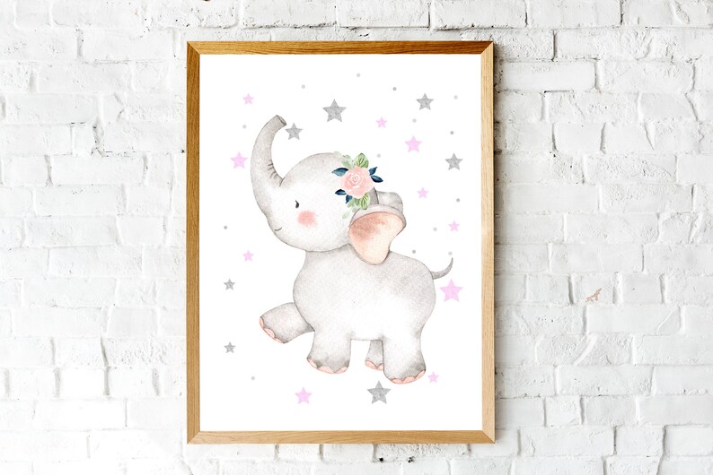 Set of 3 Elephant Prints Printable Wall Art Digital - Etsy