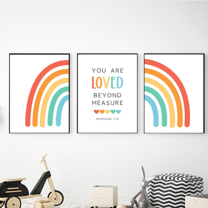 Rainbow With Bible Verse Prints Printable Wall Art Digital - Etsy