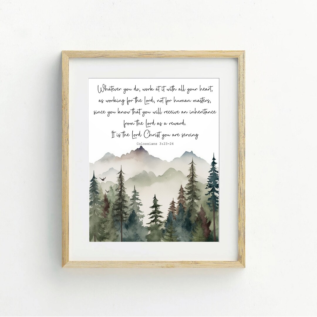 Colossians 3:23-24 Verse Printable Wall Art, Digital Download ...