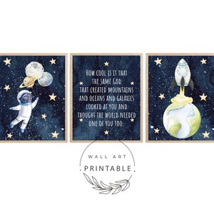Watercolor Space Printable Wall Art Set, Digital Download, Space Themed ...