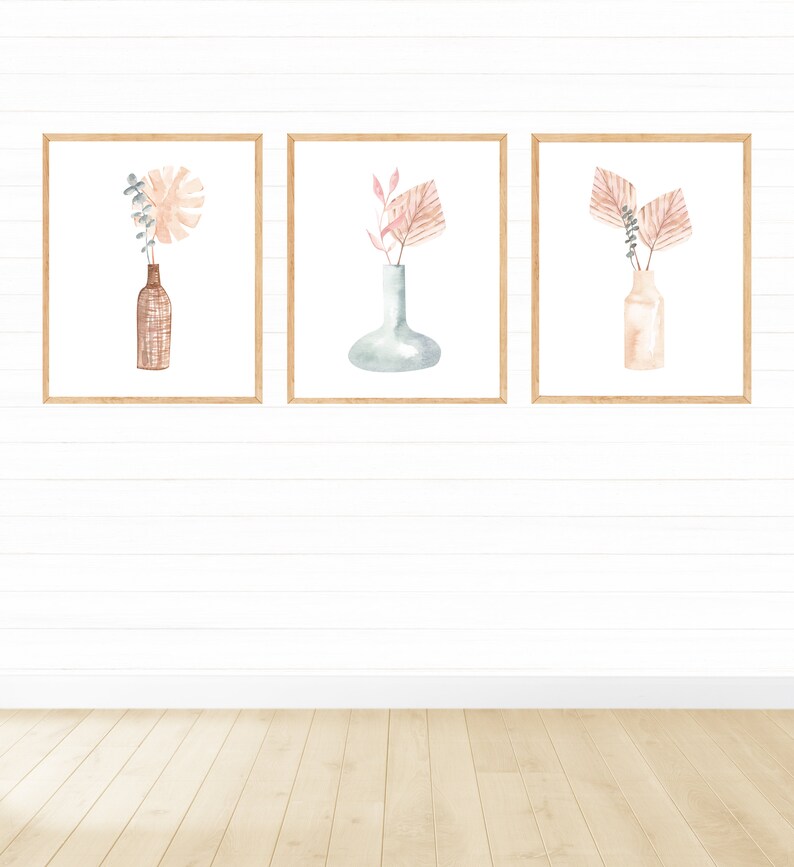 Watercolor Boho Bouquets Wall Art Set Printable Wall Art - Etsy