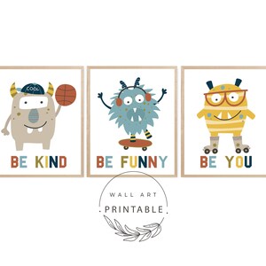 Monsters Printable Wall Art, Digital Download, Baby Boy Nursery Decor ...