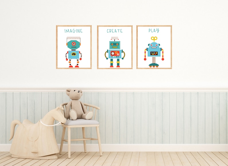 Robots Wall Art Set Digital Download Robot Prints Nursery | Etsy