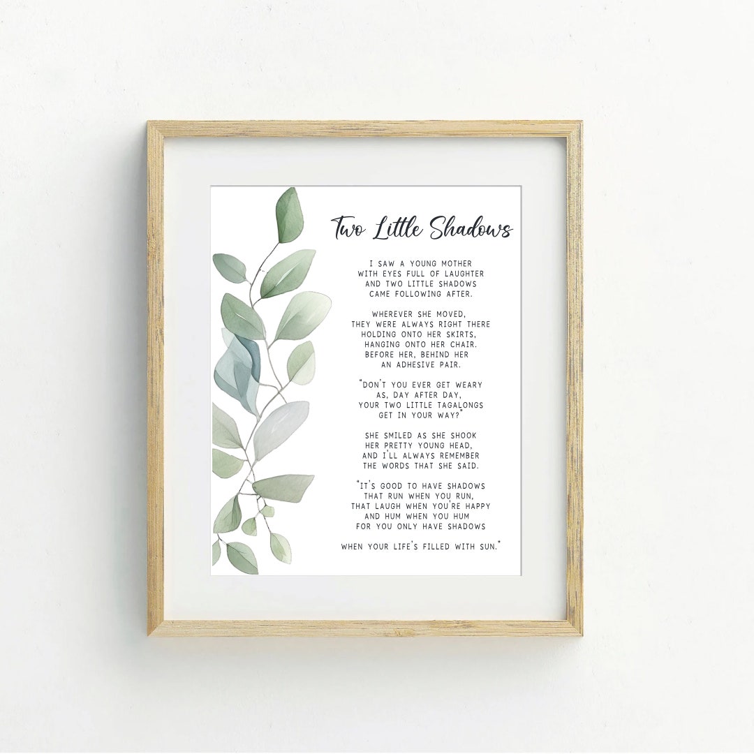 Two Little Shadows Mom Poem Printable Wall Art, Poem for Mom, Mothers ...
