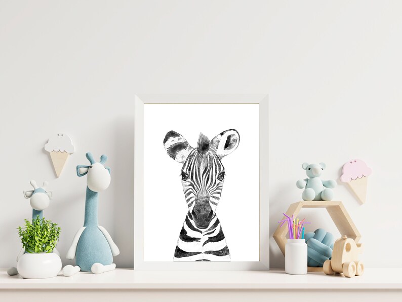 Printable Black and White Safari Animals Wall Art Set Digital - Etsy