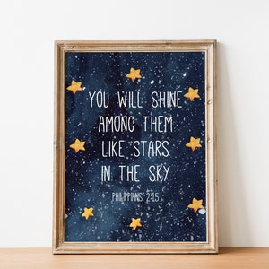 Bible Verse Printable Wall Art, Philippians 2:15, Space Theme Nursery ...