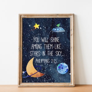Outer Space Printable Wall Art With Bible Verses, Digital Download ...