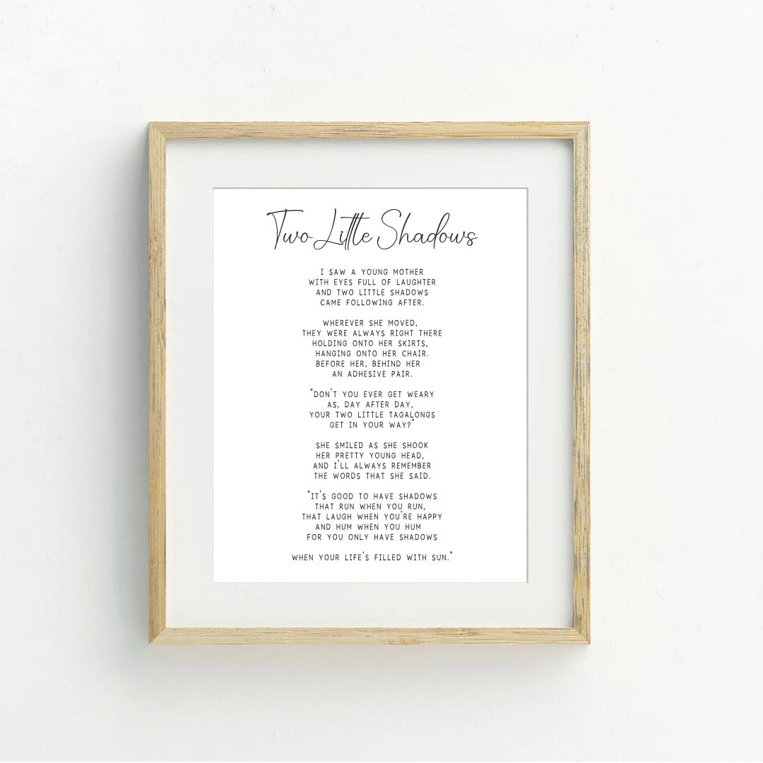 Two Little Shadows Mom Poem Printable Wall Art, Poem for Mom, Mothers ...