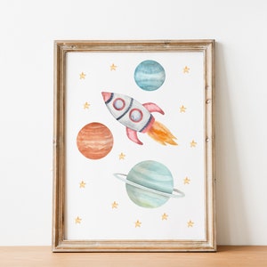 Watercolor Outer Space Printable Wall Art, Space Themed Nursery, Space ...