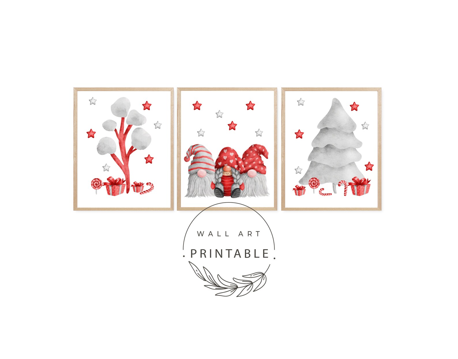 Gnomes Christmas Printable Wall Art Set Digital Download - Etsy