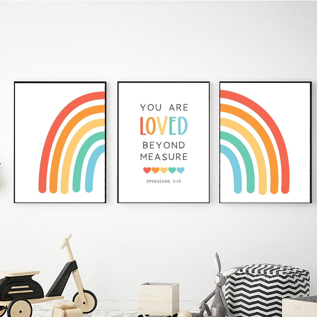 Rainbow With Bible Verse Prints, Printable Wall Art, Digital Download ...