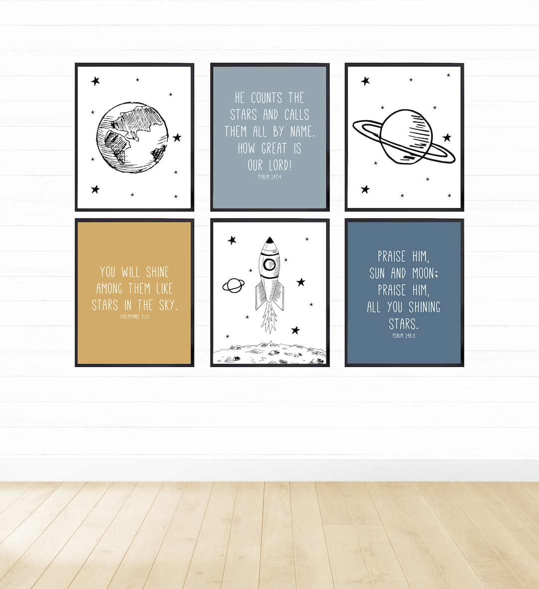 Celestial Printable Wall Art Set: Bible Verse Galaxy Nursery Prints ...