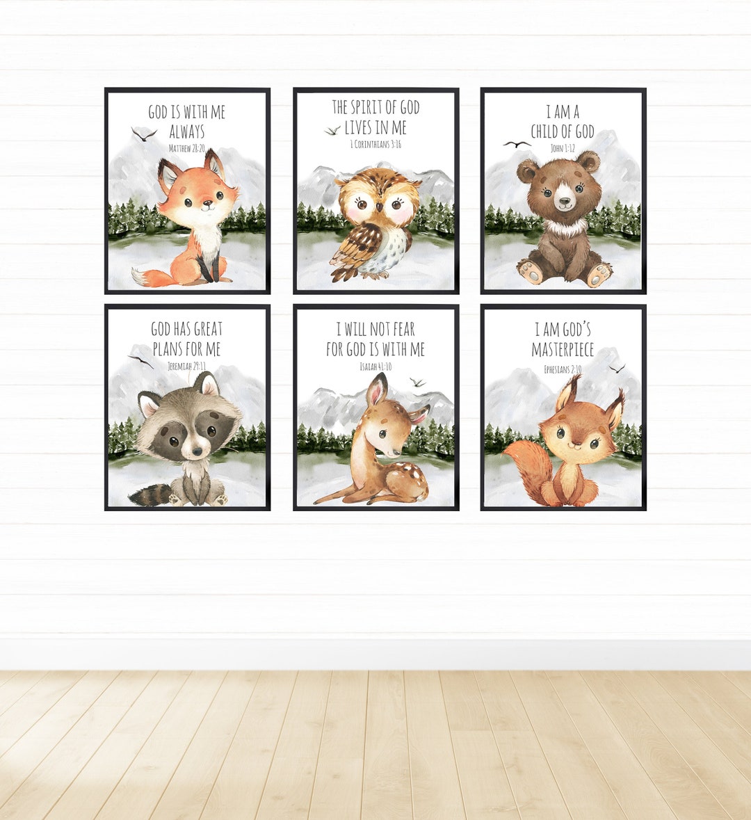 Woodland Animals Bible Verse Printable Wall Art, Digital Download ...
