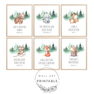 Woodland Animals With Bible Verse Printable Wall Art, Digital Download ...
