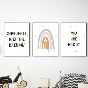 Boho Rainbow Printable Wall Art Set for Girls Digital - Etsy