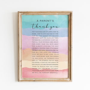 A Parents Thank You Printable Wall Art, Digital Download, Nursery ...