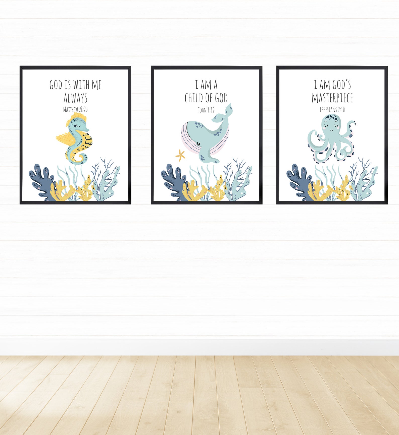 Kids Ocean Themed Bible Verse Printable Wall Art Digital - Etsy