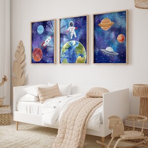 Set of 3 Outer Space Kids Wall Art, Digital Download, Printable Wall ...