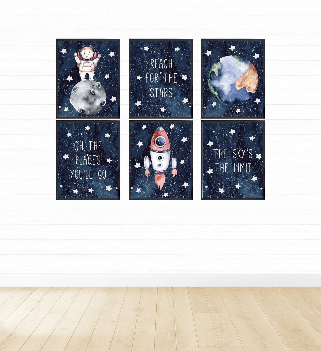 Printable Watercolor Space Wall Art Set of 6 Digital Download - Etsy