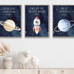 Printable Bible Verse Wall Art Set, Digital Download, Space Themed ...