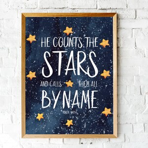 Psalm 147:4 Space Themed Printable Wall Art, Digital Download ...