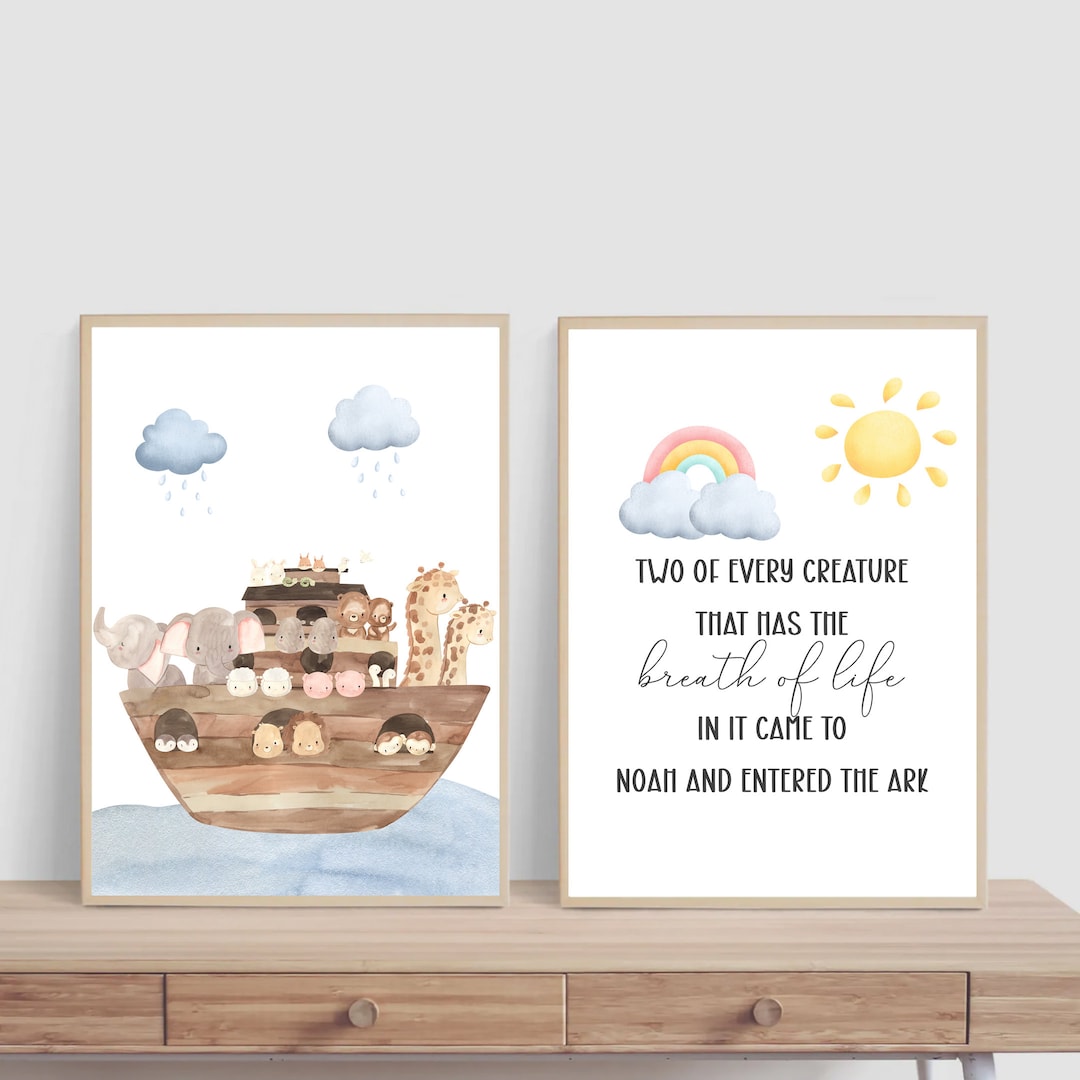 Noah's Ark Printable Wall Art, Digital Download, Christian Bible Verse ...