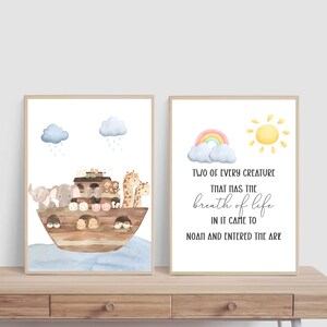 Noah's Ark Prints, Printable Wall Art Set, Digital Download, Christian ...