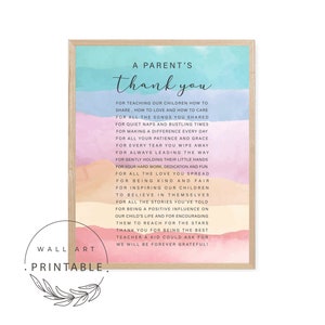A Parents Thank You Printable Wall Art, Digital Download, Nursery ...