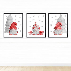 Printable Christmas Gnomes Wall Art Set, Digital Download, Printable ...