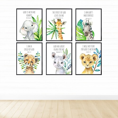 Christian Nursery Decor Kids Bible Verse Wall Art Watercolor - Etsy