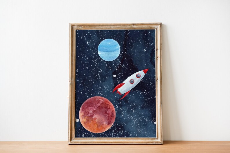 Set of 3 Watercolor Outer Space Wall Art Digital Download - Etsy