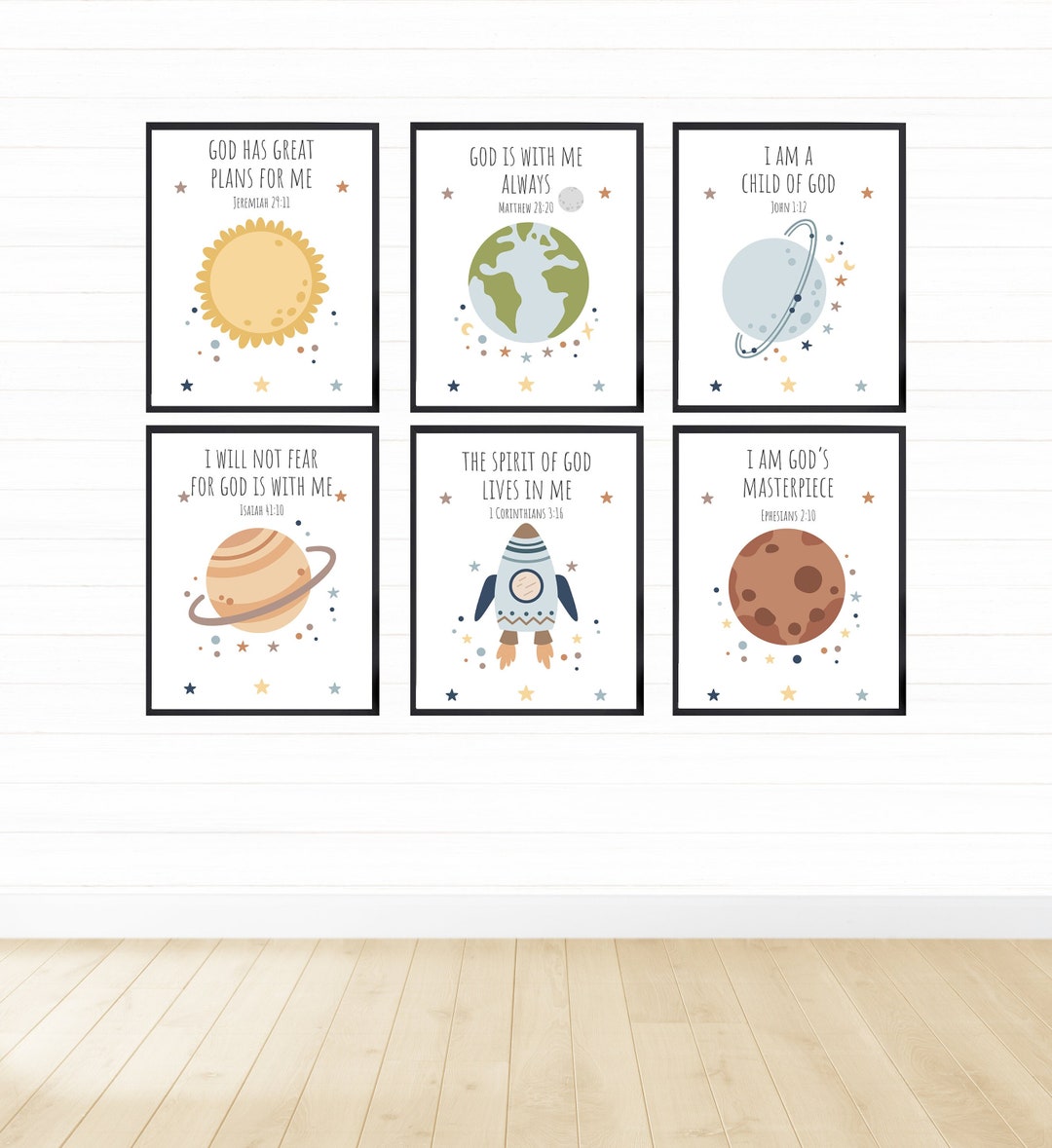 Bible Verse Printable Wall Art, Space Themed Nursery, Kids Bible Verse ...