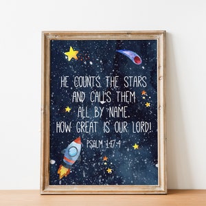 Outer Space Printable Wall Art With Bible Verses, Digital Download ...