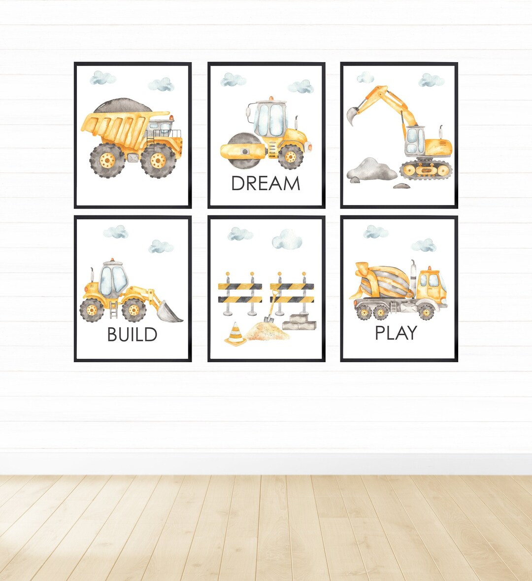 Printable Construction Wall Art, Digital Download, Trucks Nursery Decor ...